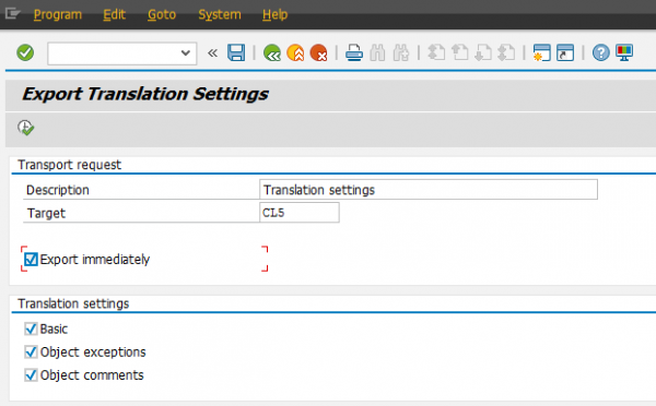 Export translation settings (LXE_MASTER customizing) - SE63 Translation ...